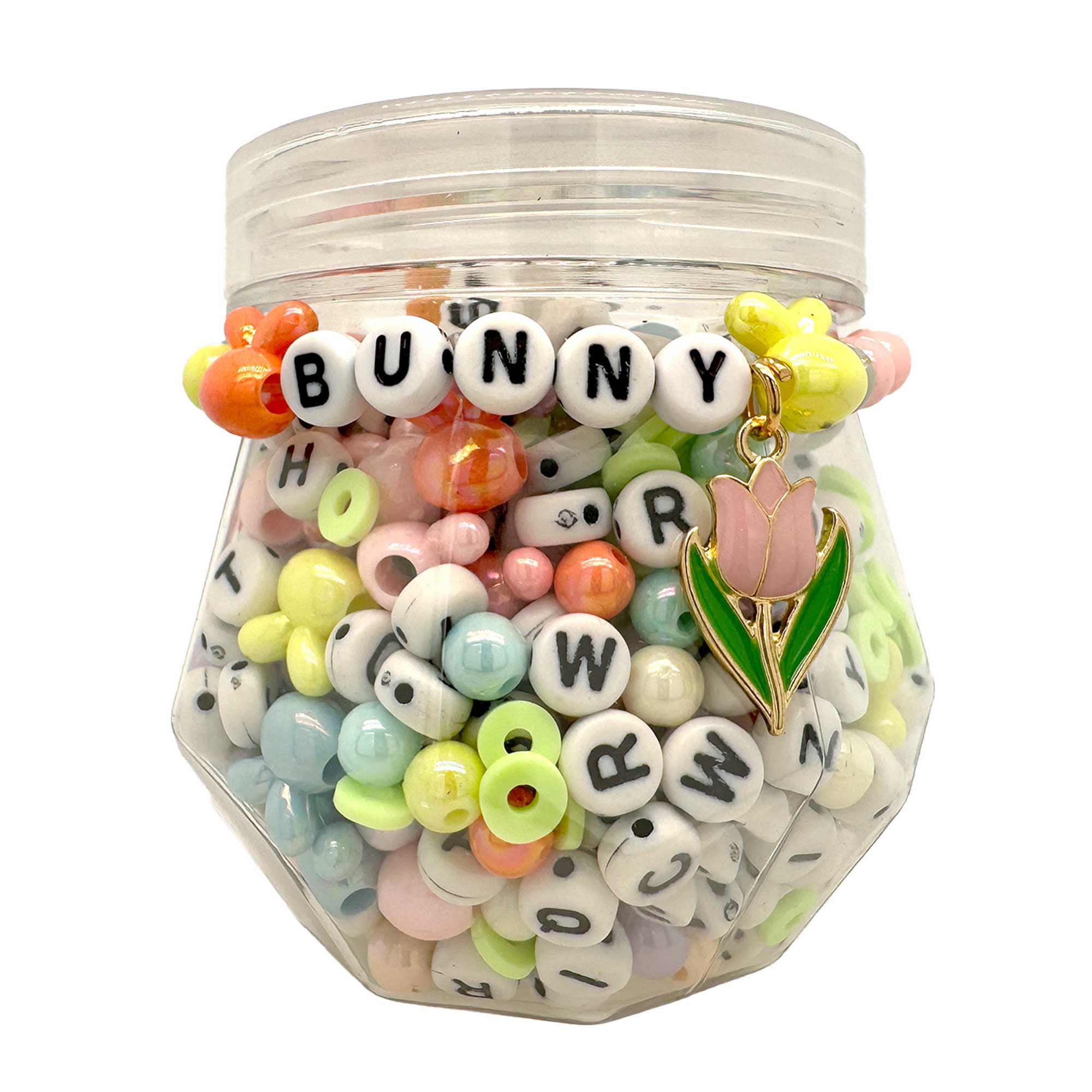 Bead Jam Alphabet Bead Jar. White Round Alpha Beads, Multi Color Round ...