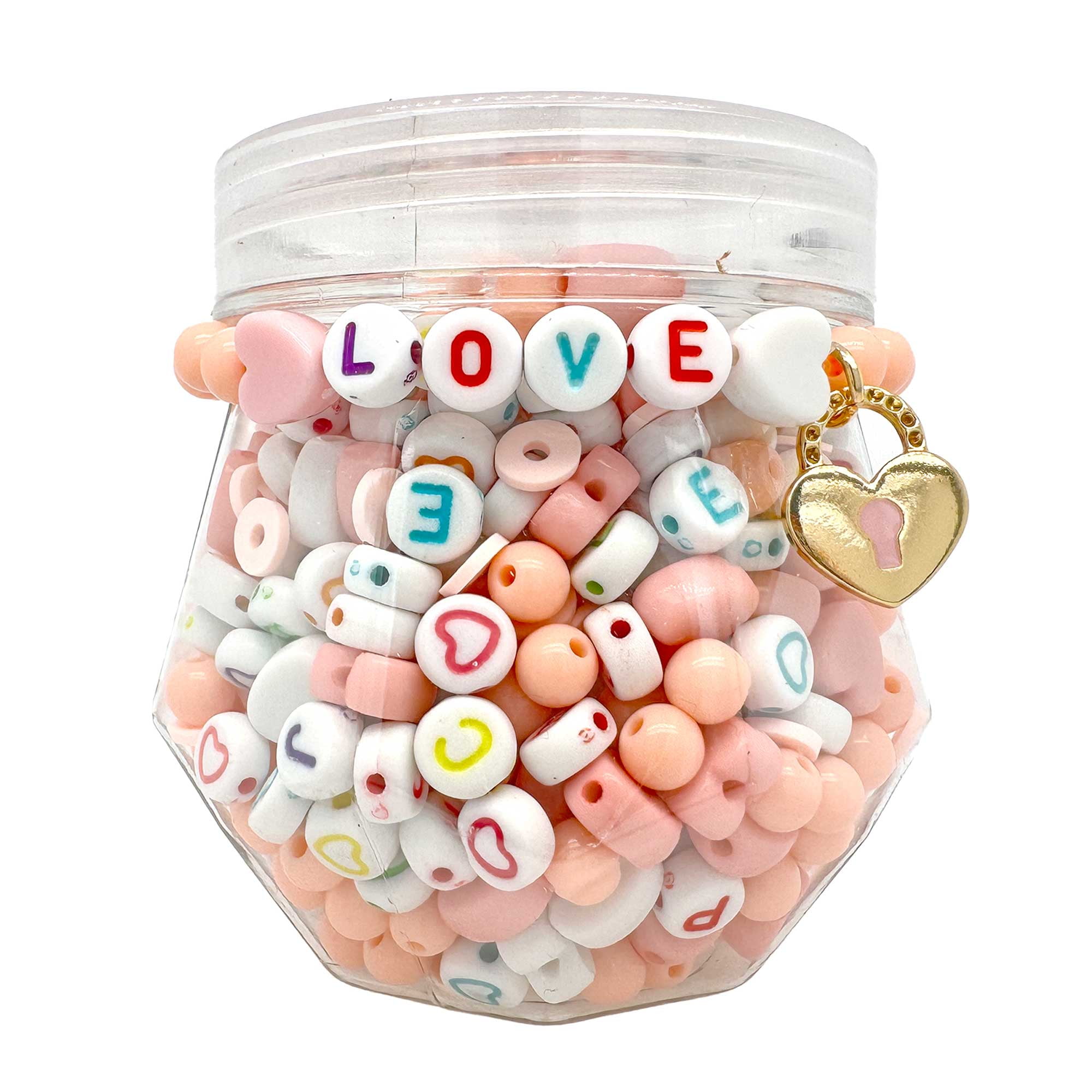 Bead Jam Bead Jar for Jewelry Making. White Round Alphabet Beads and ...