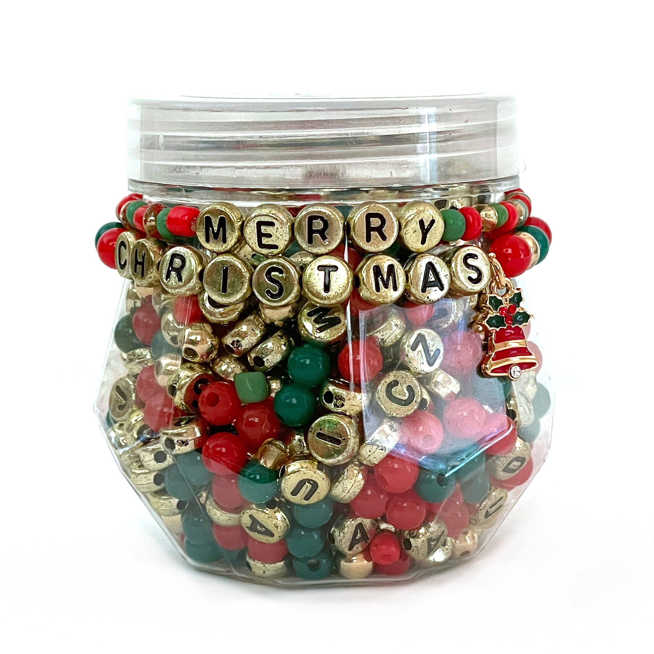 Bead Jam DIY Bead Kit with Gold Alphabet Beads, Christmas Bell Charm ...