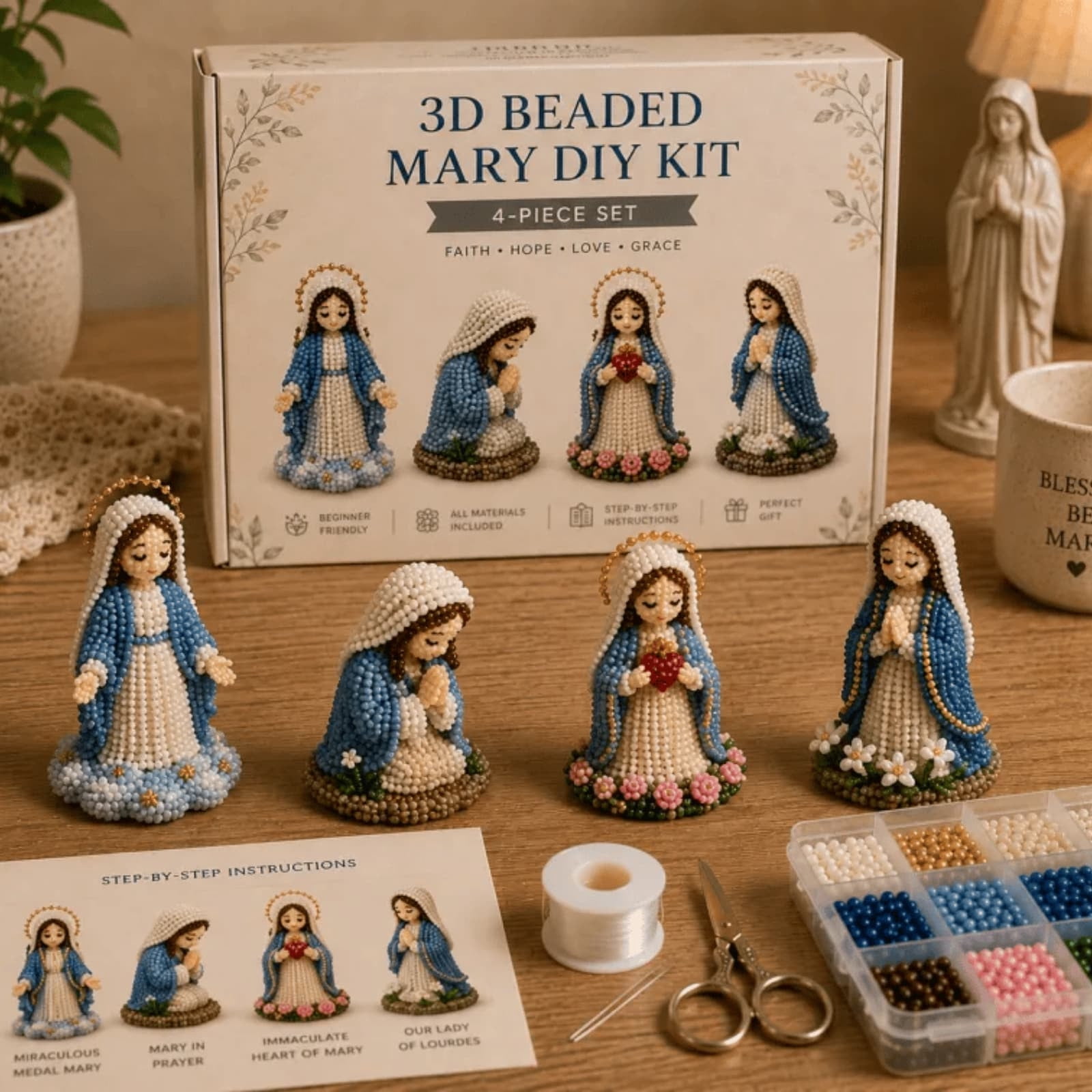Bead Jewelry Making Kit DIY Craft Set Storage Box Findings Cord Tools ...