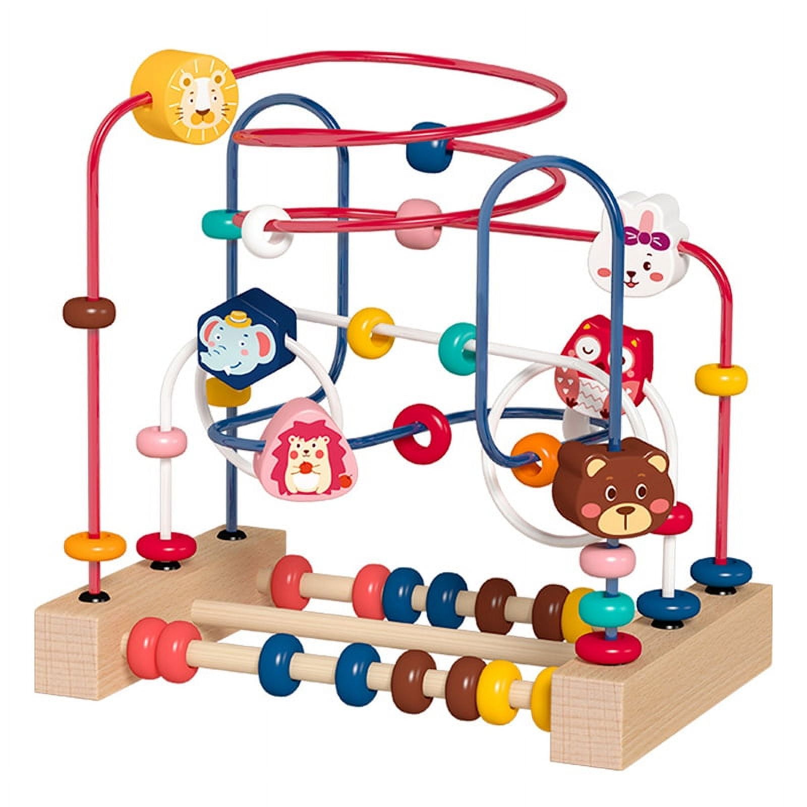 Bead Maze Toy for Toddlers Wooden Colorful Roller Coaster Educational ...