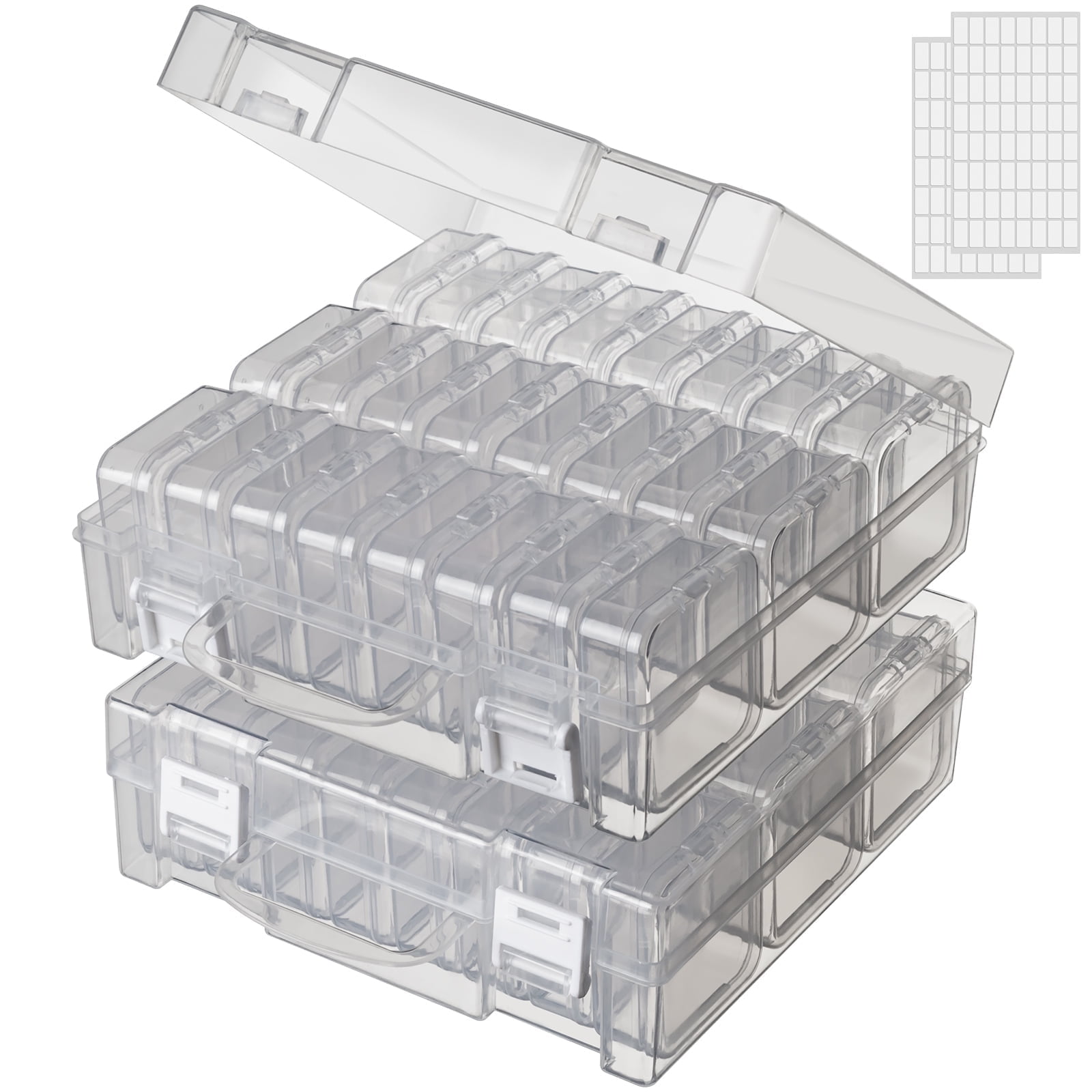 Bead Organizer Box, 24 Grids Small Clear Plastic Bead Storage Containers, 1 Craft Storage Box ...