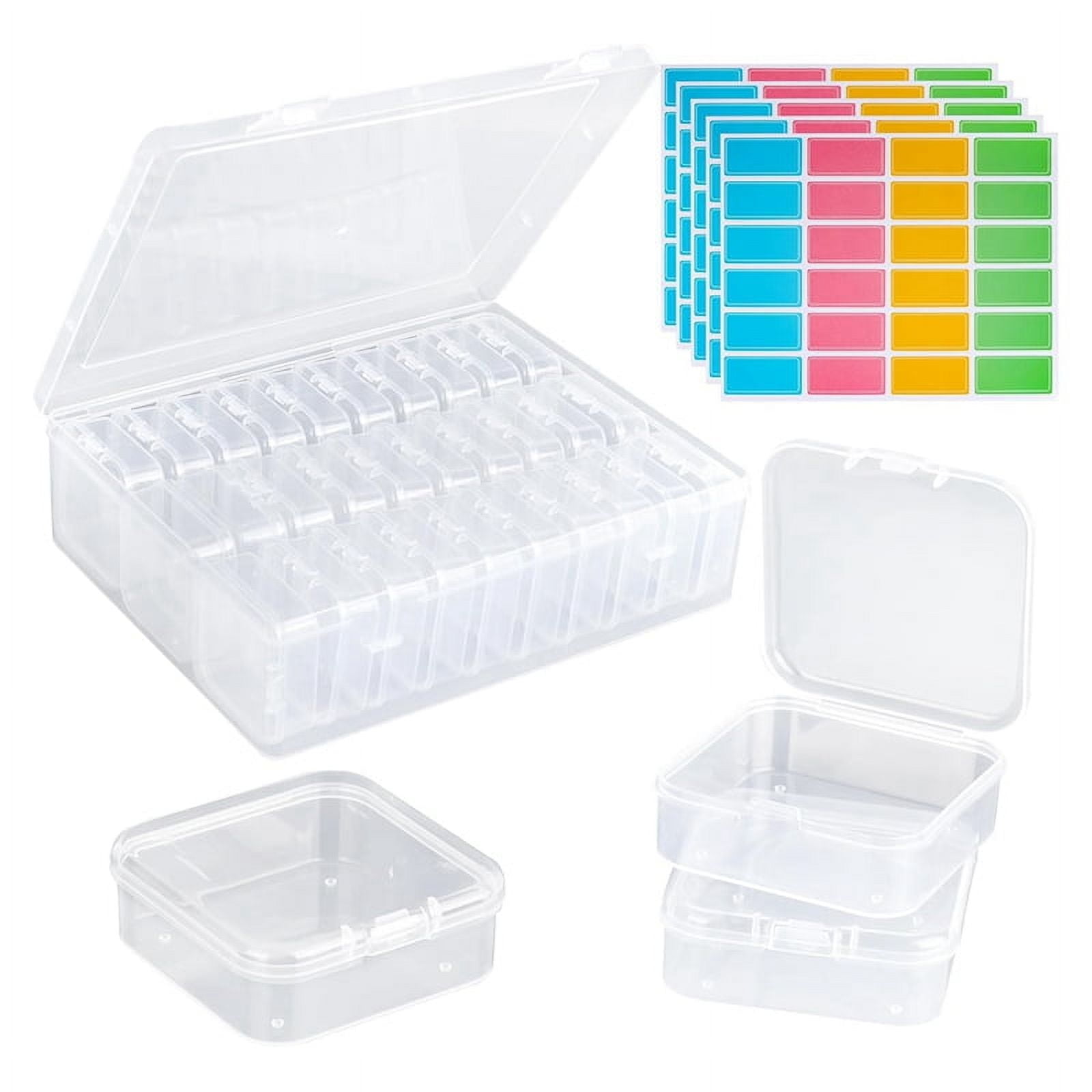 Bead Organizer Box, 30Pcs Small Clear Plastic Bead Storage Containers, 1 Craft Storage Box with ...