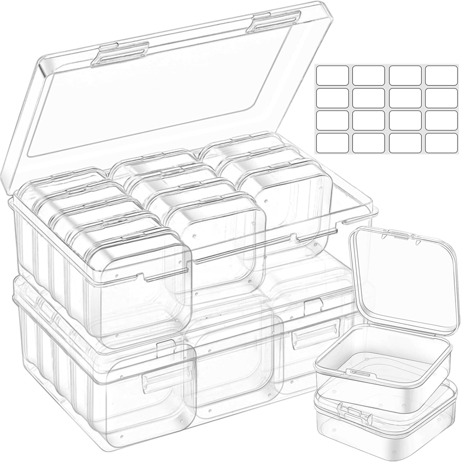 Bead Organizer Box, 32Pcs Small Clear Plastic Storage Containers, 1 ...
