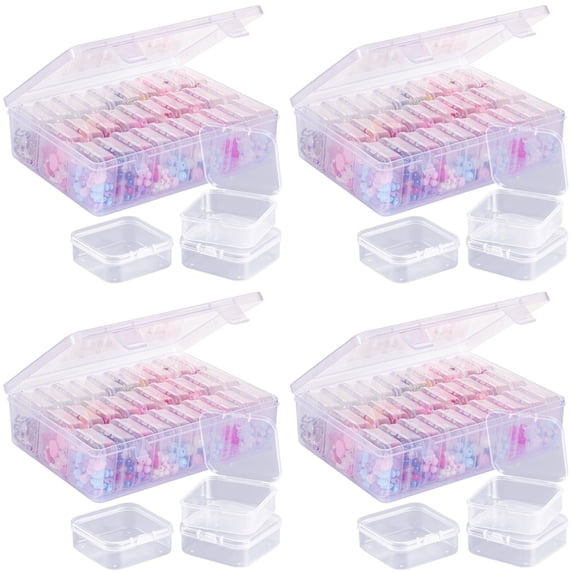 Bead Organizer Box, 4 Large Transparent Box with 120PCS Small Clear ...