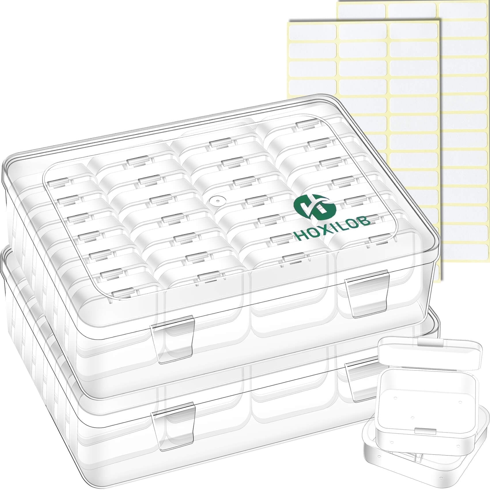 Bead Organizer Box, Small Clear Plastic Storage Containers with Label ...