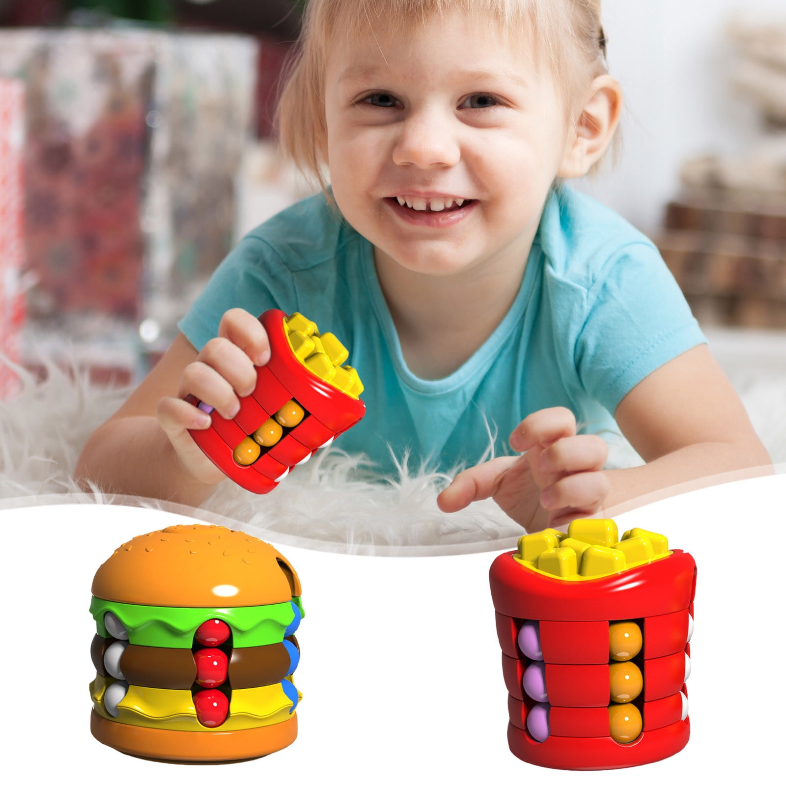 Bead Puzzle Fidget Toy | Fast Food Design Fries & Burger | Handheld ...