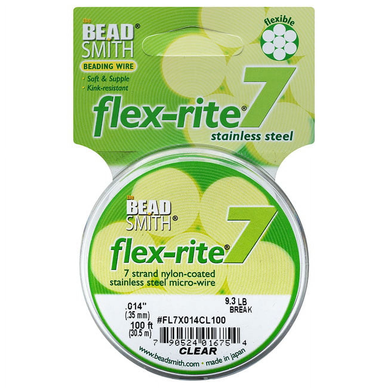 BeadSmith Flex-Rite Beading Wire, 7 Strand .014" Thick, 100 Foot Spool ...