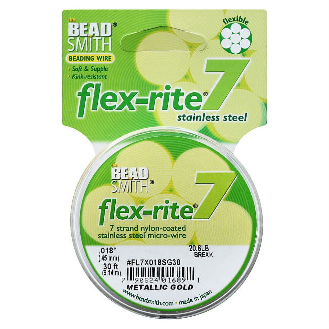 BeadSmith Flex-Rite Beading Wire, 7 Strand .018" Thick, 30 Foot Spool ...