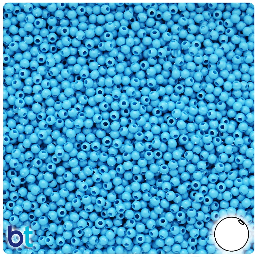 BeadTin Baby Blue Opaque 3mm Round Plastic Beads (2500pcs) - Walmart.com