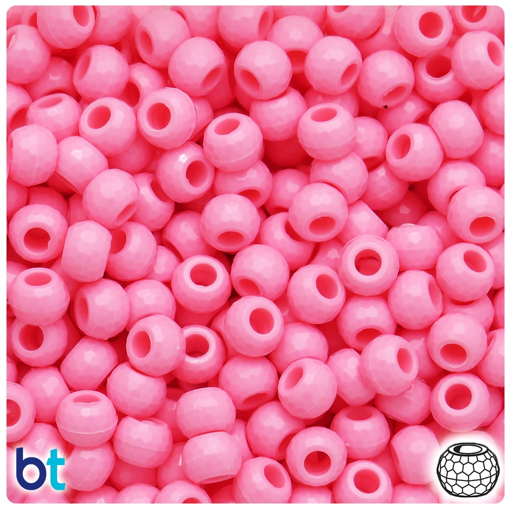 BeadTin Baby Pink Opaque 9mm Faceted Barrel Pony Beads (500pcs ...