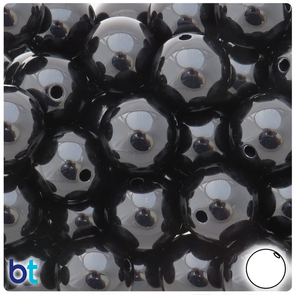 BeadTin Black Opaque 20mm Round Plastic Craft Beads (10pcs) - Walmart.com