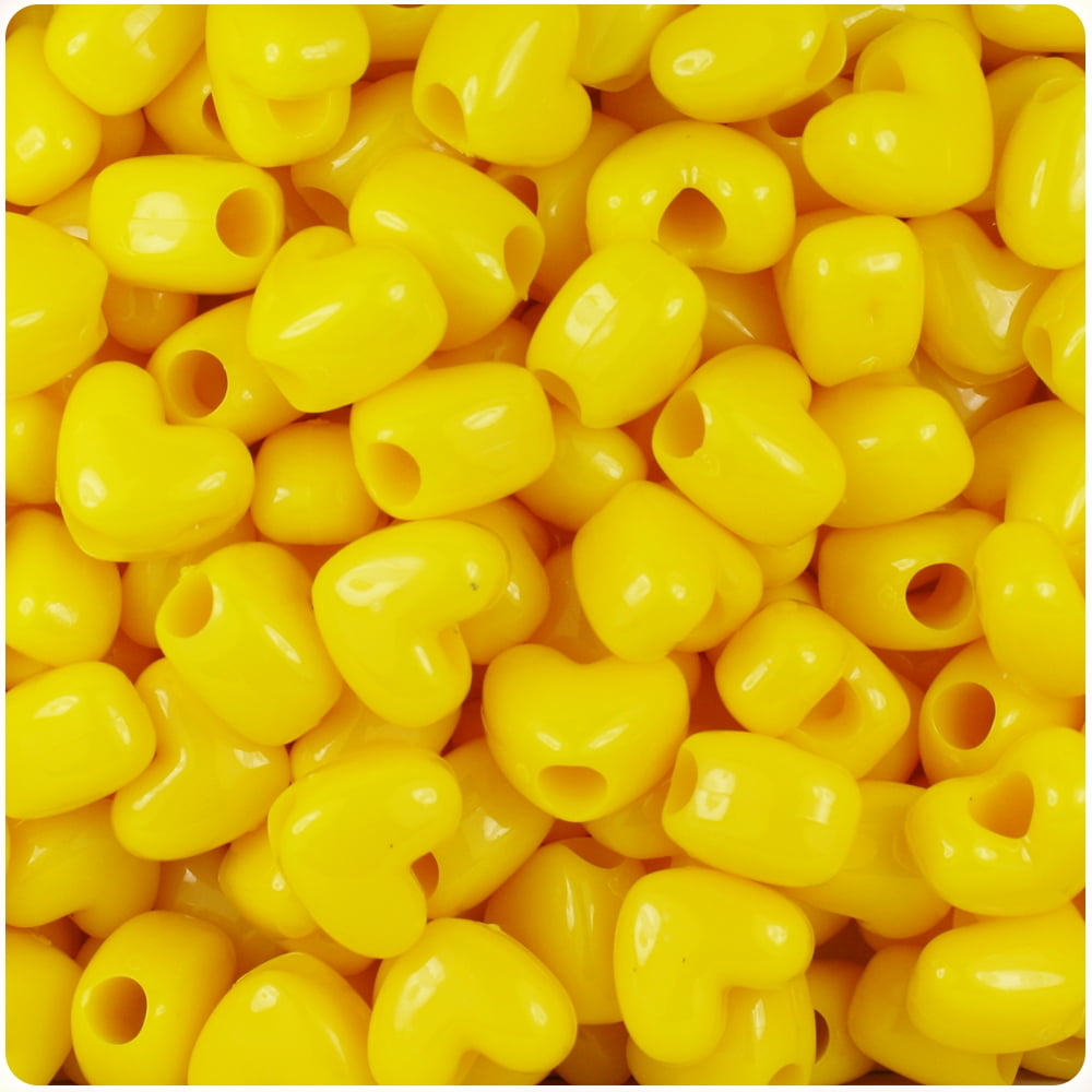 BeadTin Bright Yellow Opaque 12mm Heart Pony Beads (250pcs) - Walmart.com