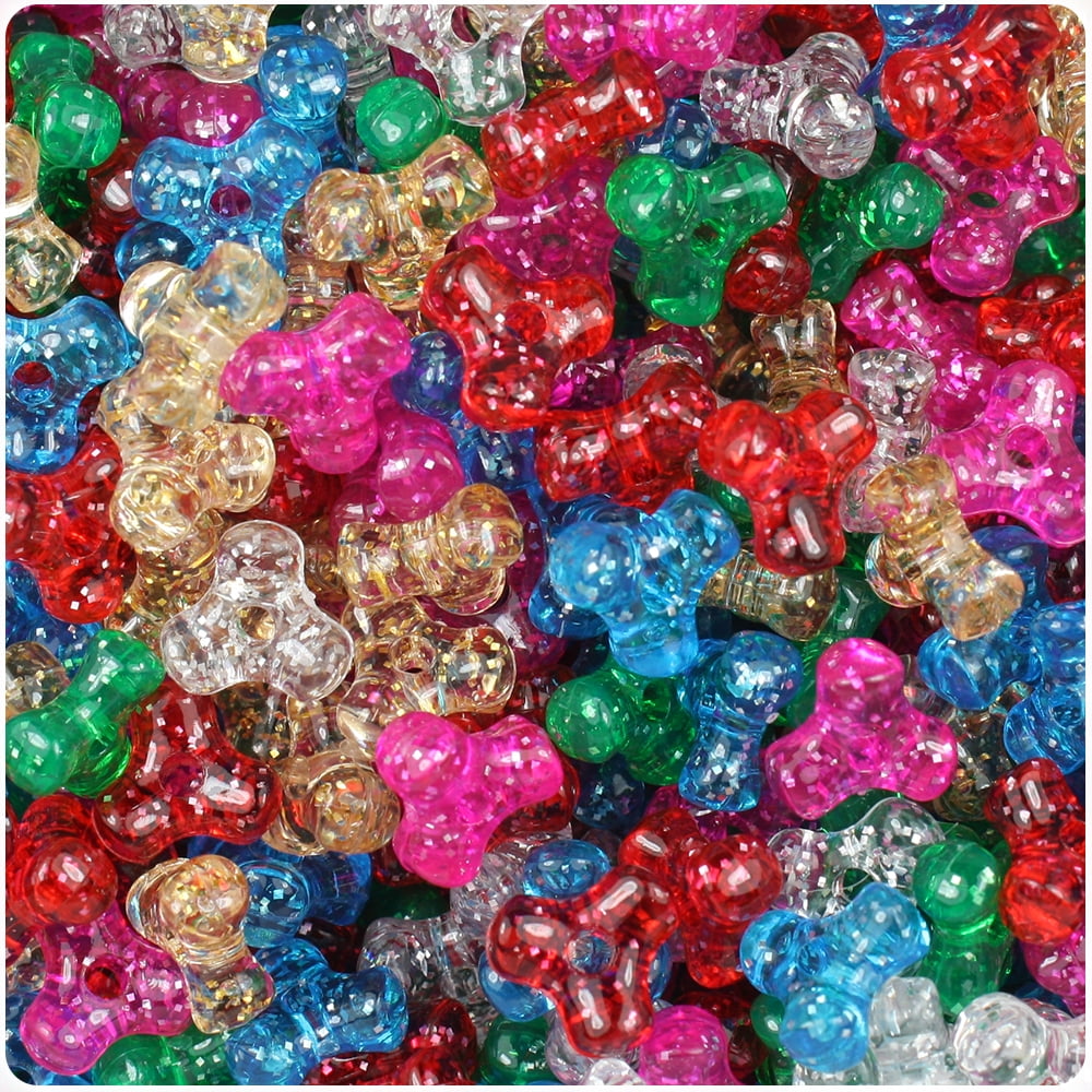 BeadTin Classic Mix Sparkle 11mm TriBead Plastic Craft Beads (500pcs ...