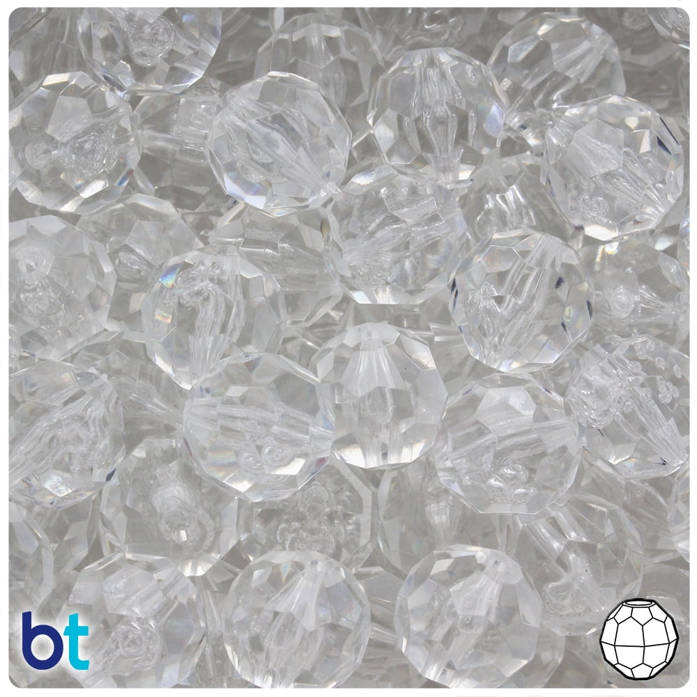 BeadTin Crystal Transparent 14mm Faceted Round Plastic Beads (36pcs ...