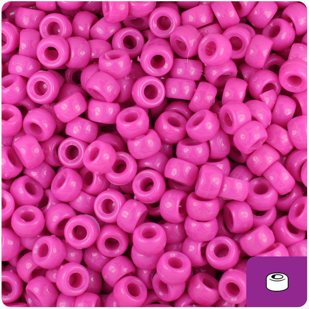BeadTin Dark Pink Opaque 6.5mm Mini Barrel Pony Beads (1000pcs ...
