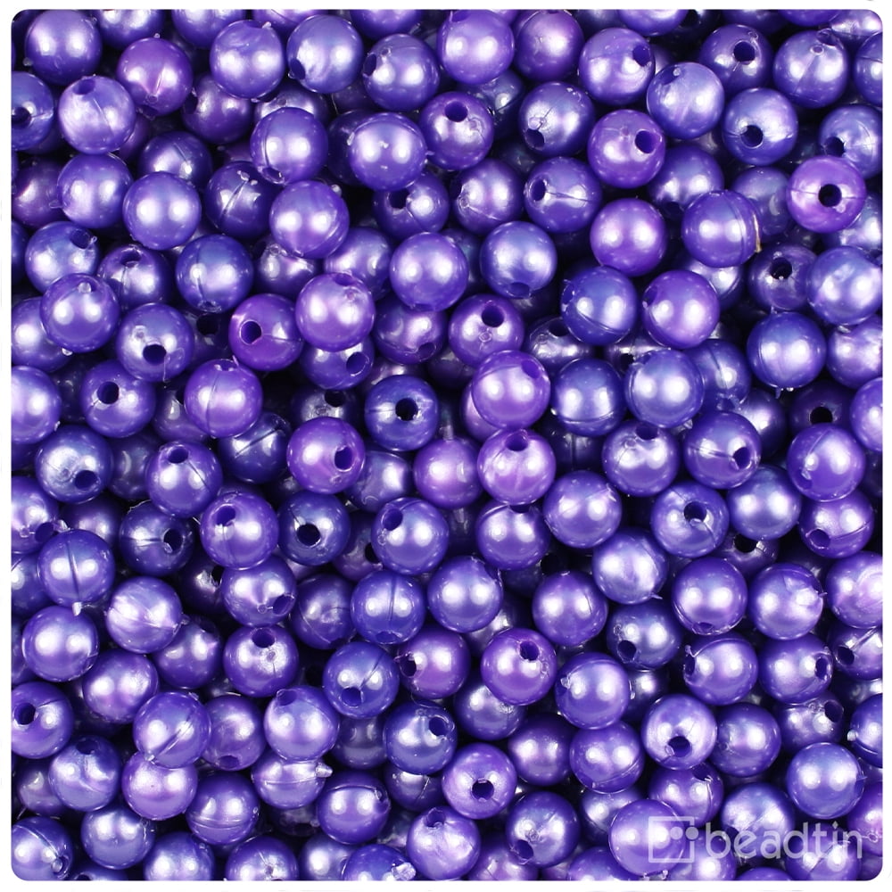 Beadtin Dark Purple Pearl Round Craft Beads, 6mm with 1mm Hole, Bulk ...