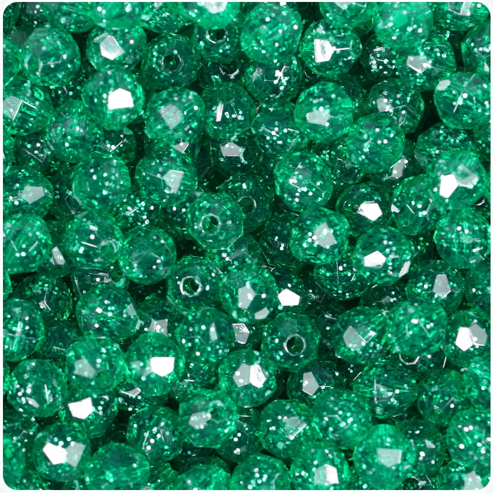 BeadTin Emerald Sparkle 8mm Faceted Round Craft Beads (450pcs ...