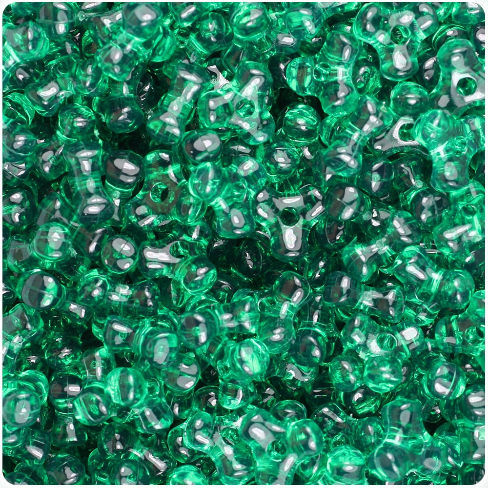 BeadTin Emerald Transparent 11mm TriBead Plastic Craft Beads (500pcs ...