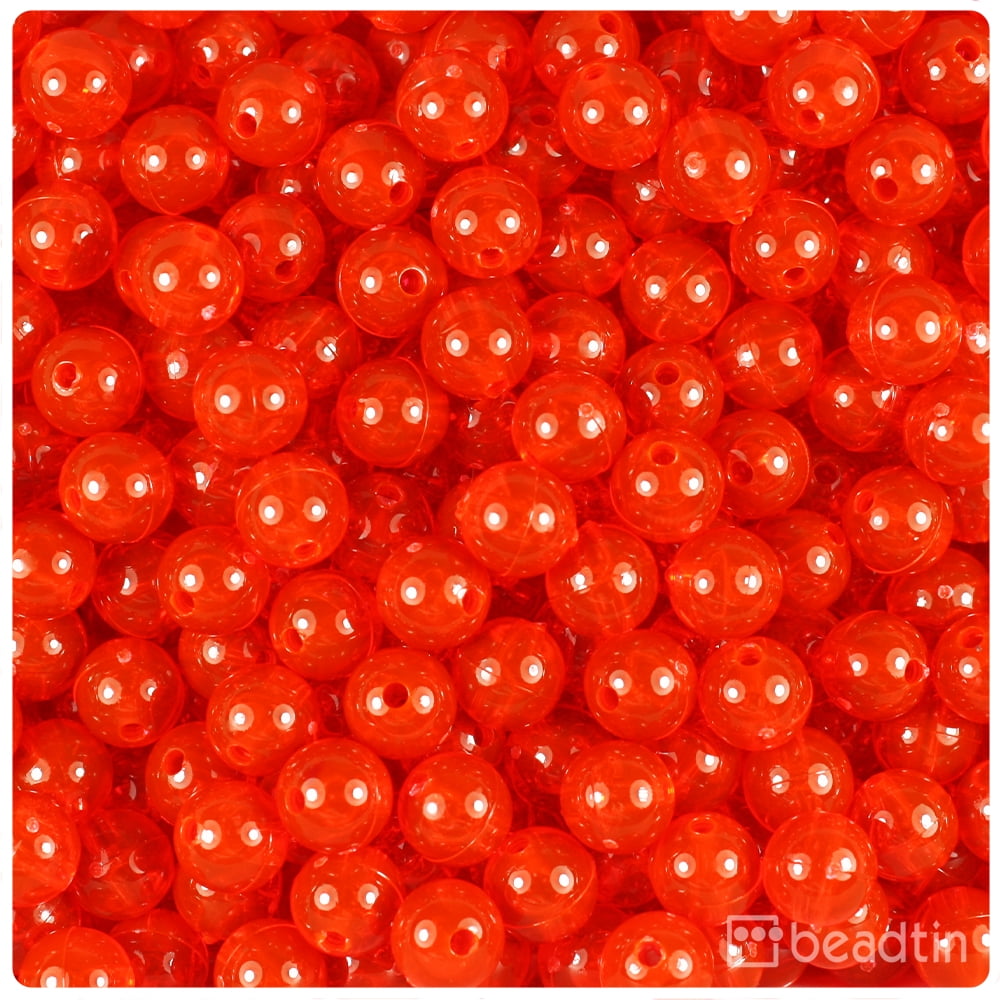 Beadtin Fire Red Transparent Craft Beads, 8mm Round, 300pcs, Jewelry ...