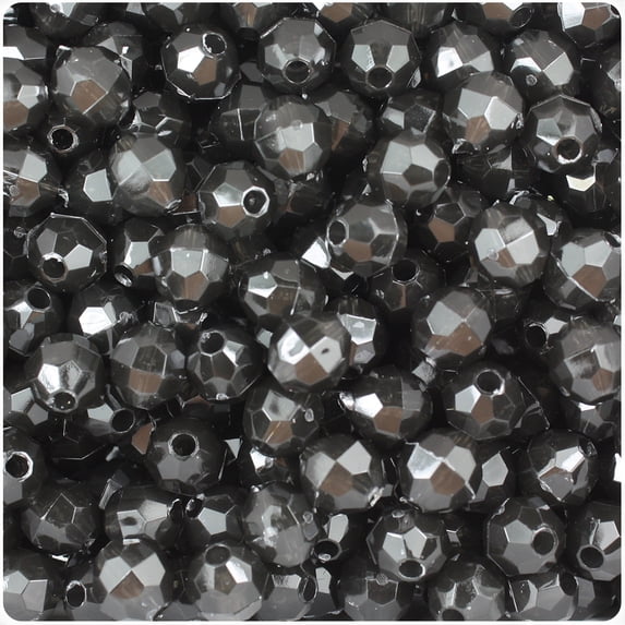 BeadTin Jet Transparent 8mm Faceted Round Craft Beads (450pcs ...