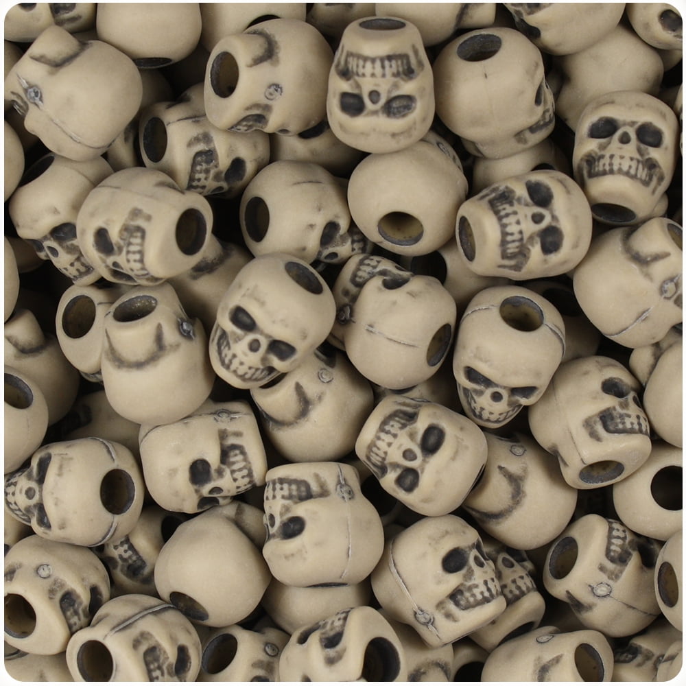 BeadTin Khaki Antique 11mm Skull Pony Beads (150pcs) - Walmart.com