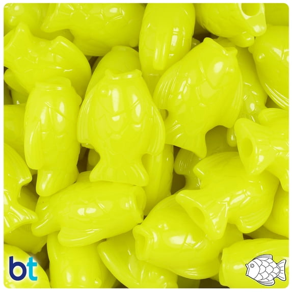 BeadTin Lemon Neon Bright 24mm Fish Pony Beads (24pcs) - Walmart.com