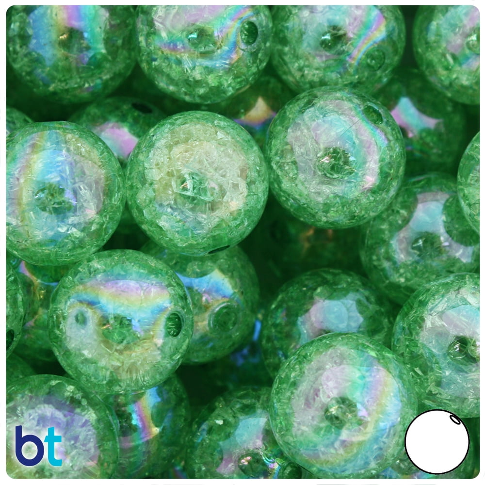 BeadTin Light Green Crackle 20mm Round Plastic Beads (10pcs) - Walmart.com