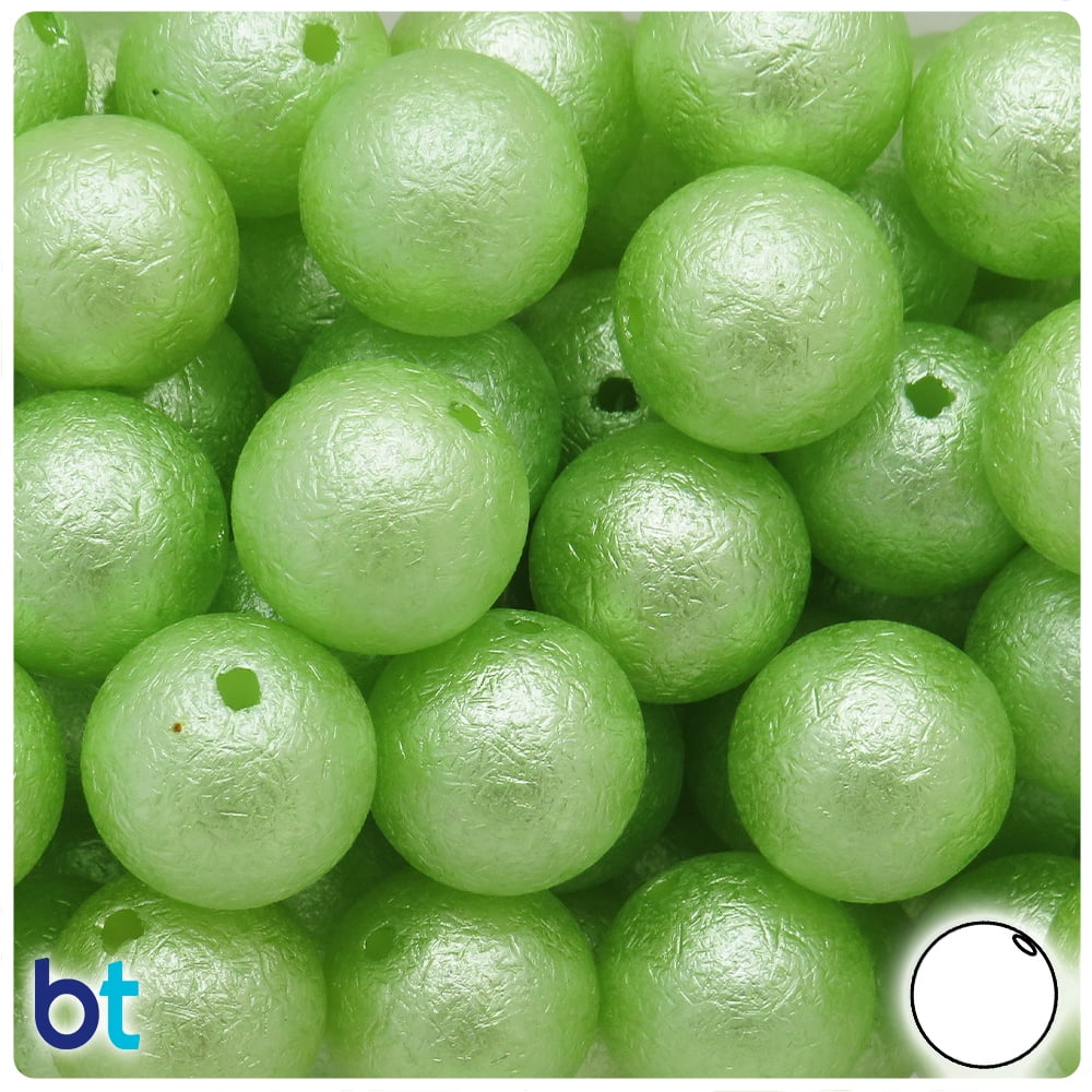 BeadTin Light Green Textured Pearl 20mm Round Plastic Beads (10pcs ...