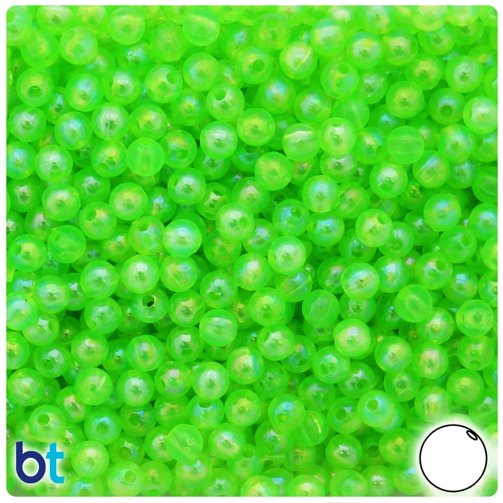 BeadTin Light Green Transparent AB 6mm Round Plastic Beads (300pcs ...