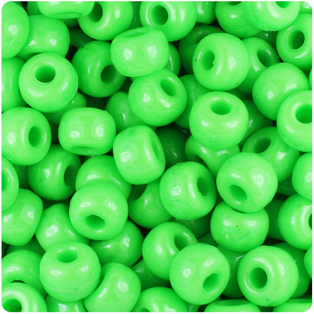 BeadTin Lime Opaque 11mm Large Barrel Pony Beads (250pcs) - Walmart.com