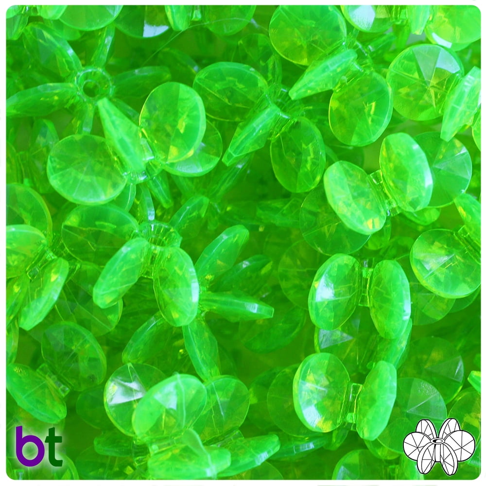 BeadTin Lime Roe Transparent 25mm SunBurst Craft Beads (80pcs ...