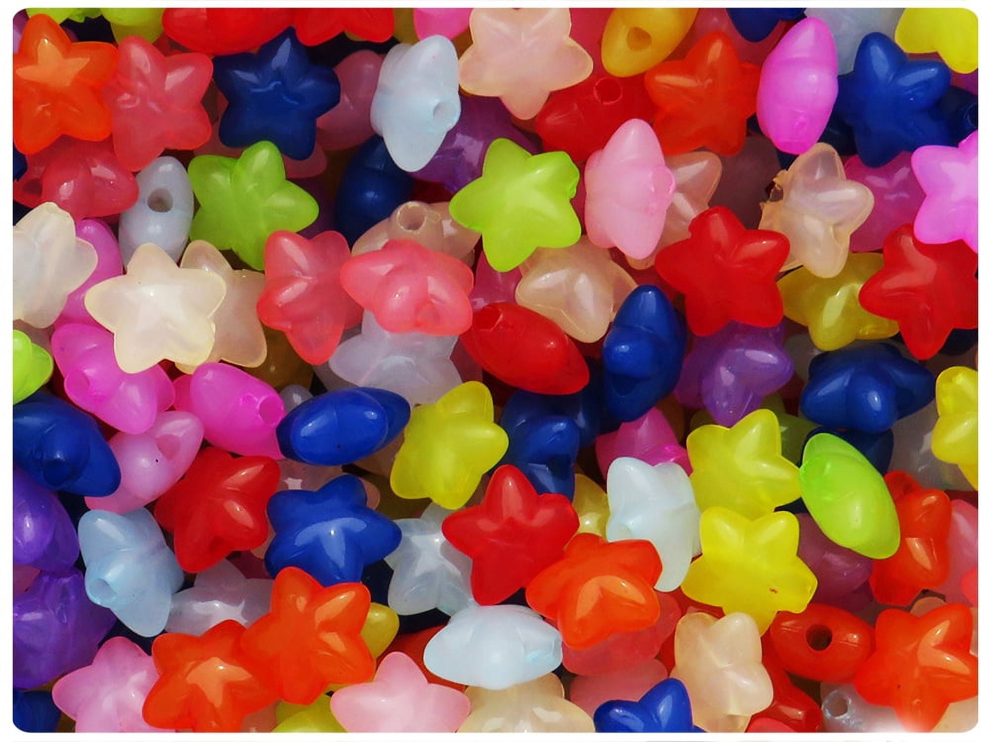 BeadTin Mixed Translucent 10mm Star Plastic Craft Beads (125pcs ...