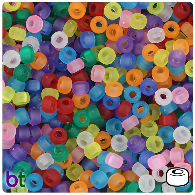 BeadTin Multi Frosted 6.5mm Mini Barrel Pony Beads (1000pcs) - Walmart.com