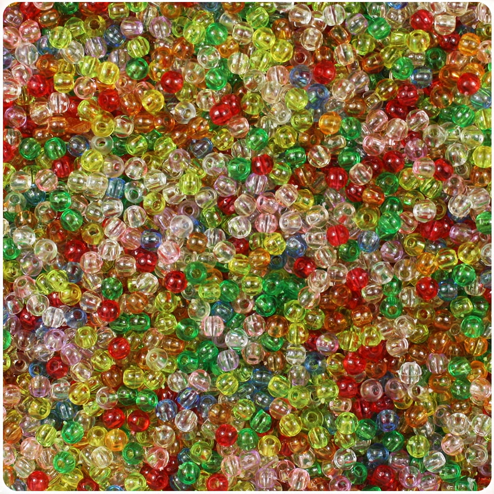 BeadTin Multi Transparent 3mm Round Plastic Beads (1oz) - Walmart.com