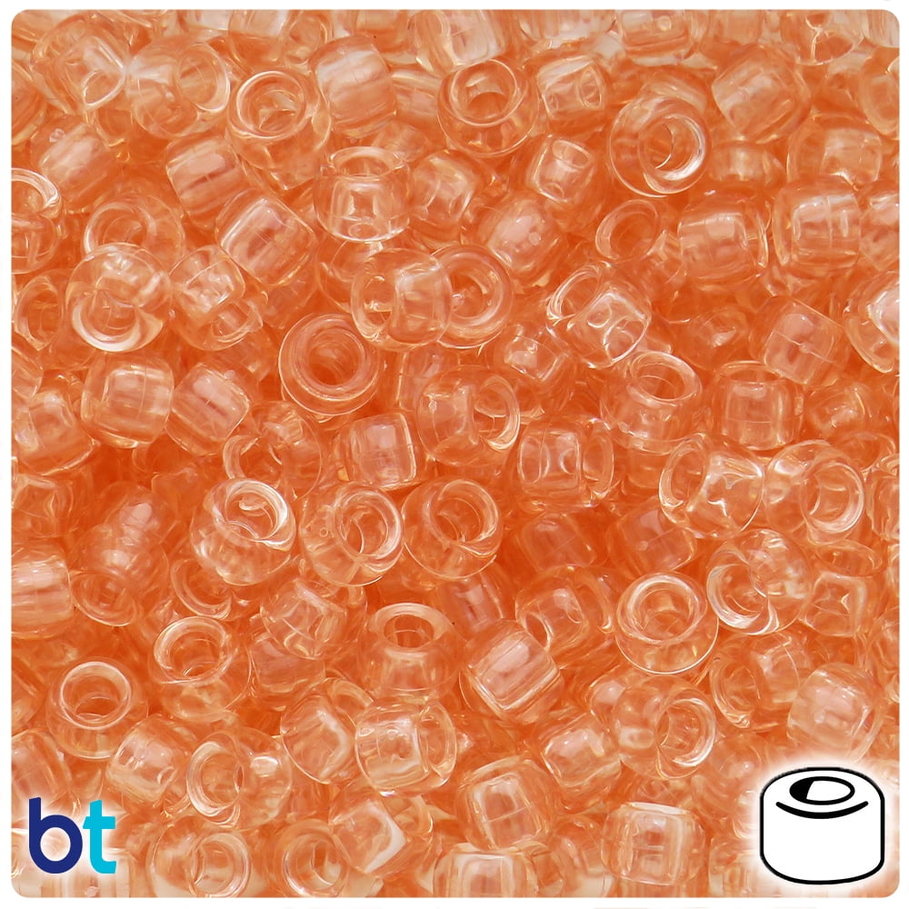 BeadTin Peach Morganite Transparent 9mm Barrel Pony Beads (500pcs ...