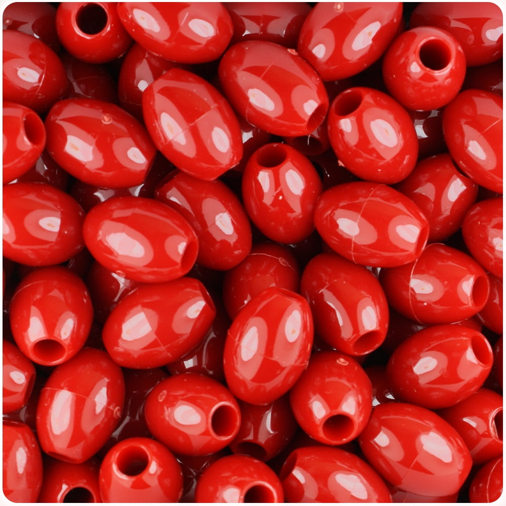 BeadTin Red Opaque 14mm Oval Pony Beads (200pcs) - Walmart.com