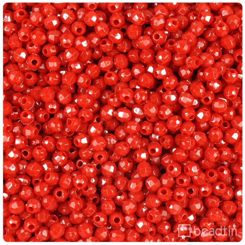 BeadTin Red Opaque 4mm Faceted Round Craft Beads (1350pcs) - Walmart.com