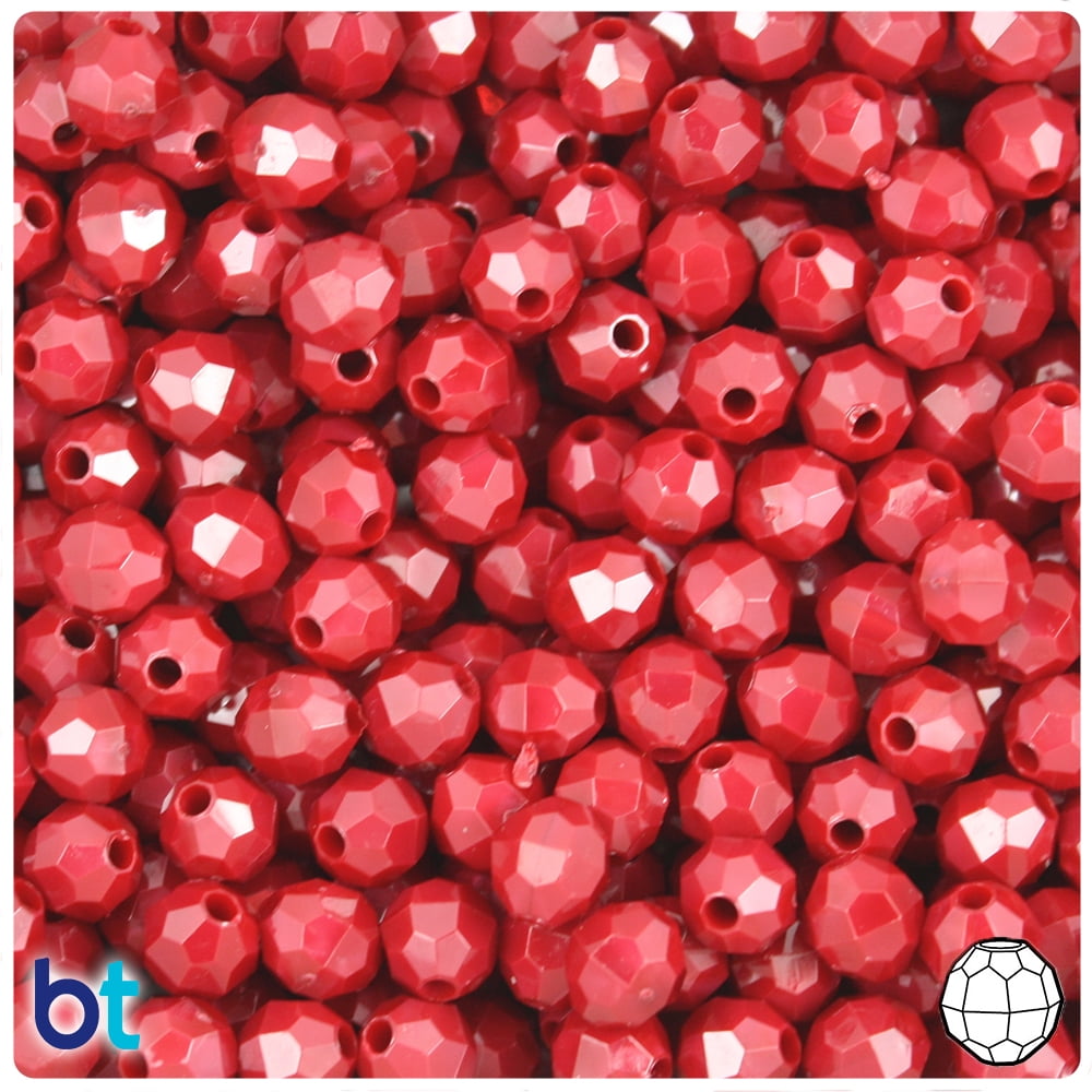 BeadTin Red Pearl 8mm Faceted Round Plastic Beads (450pcs) - Walmart.com