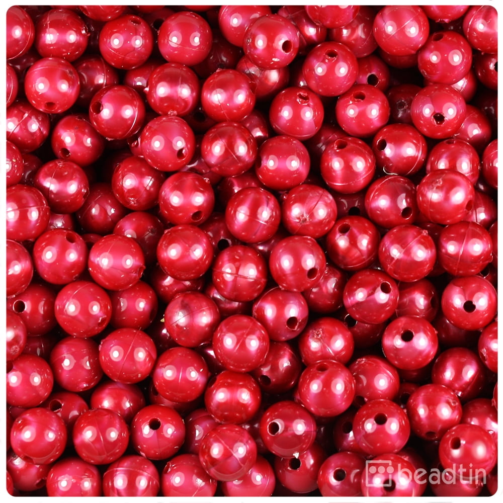 Beadtin Red Pearl Round Craft Beads, 8mm Size, 300pcs, Ideal for ...