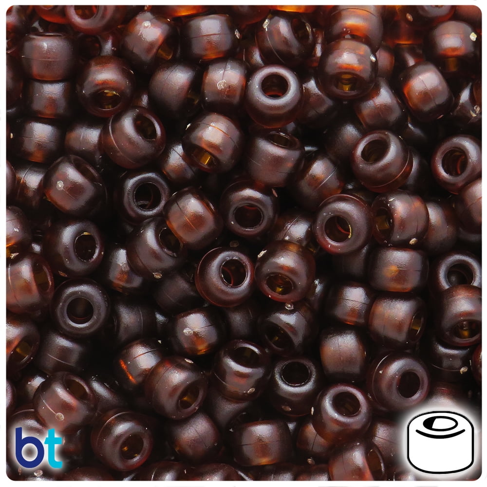 BeadTin Root Beer Frosted 9mm Barrel Pony Beads (500pcs) - Walmart.com