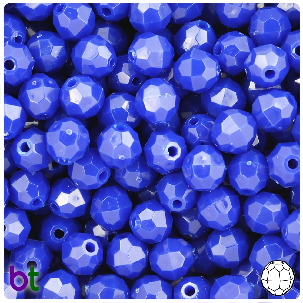 BeadTin Royal Blue Opaque 10mm Faceted Round Plastic Beads (225pcs ...