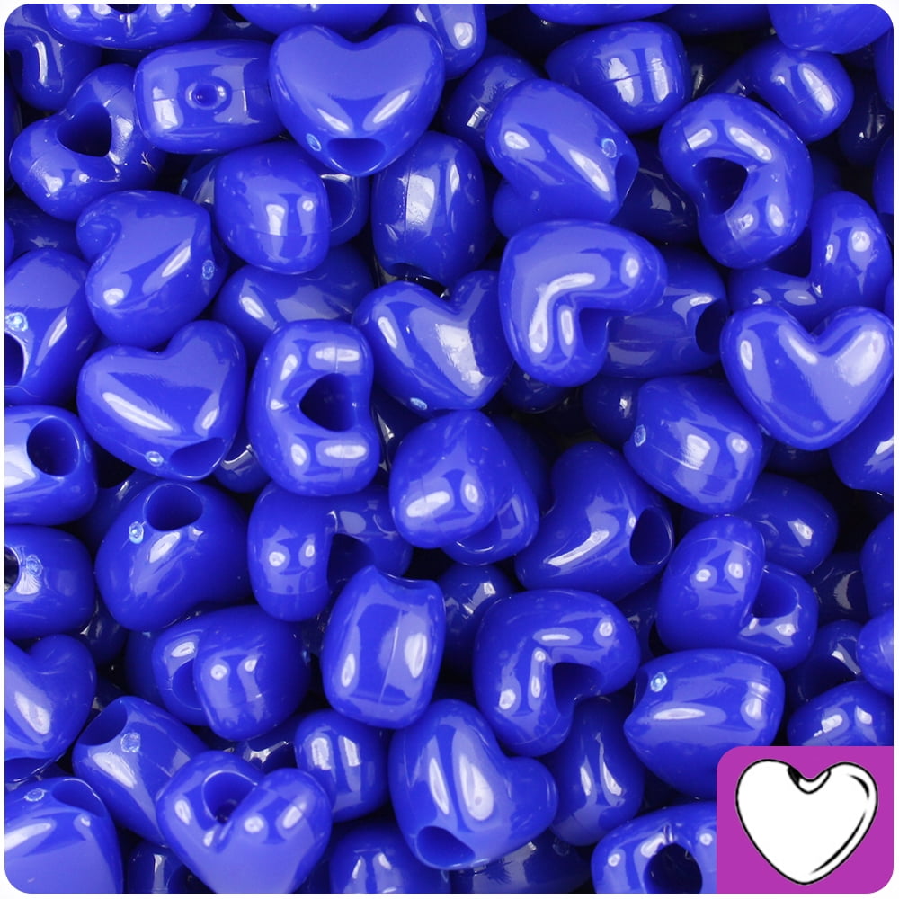 BeadTin Royal Blue Opaque 12mm Heart Pony Beads (250pcs) - Walmart.com
