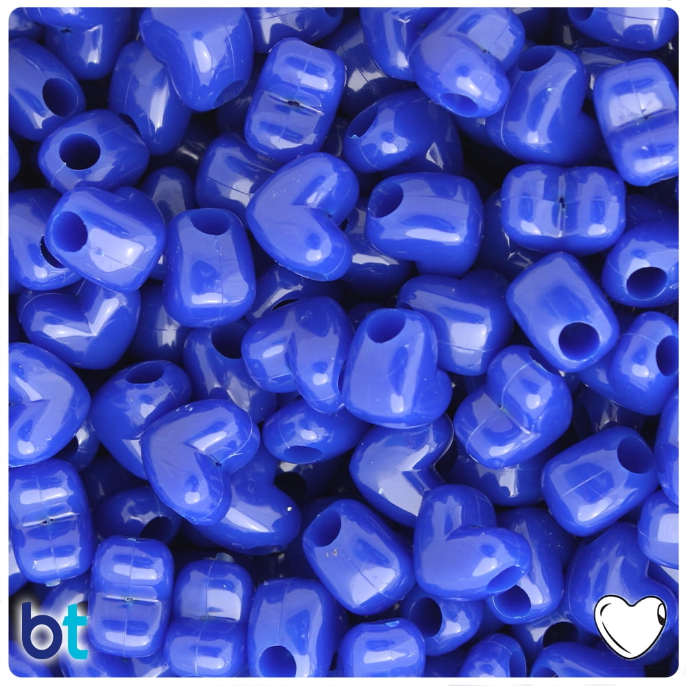 BeadTin Royal Blue Opaque 12mm Heart Pony Beads w/HH (250pcs) - Walmart.com