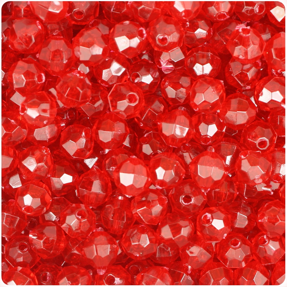 BeadTin Ruby Transparent 8mm Faceted Round Craft Beads (450pcs ...