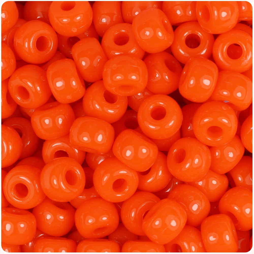 BeadTin Tangelo Neon Bright 11mm Large Barrel Pony Beads (250pcs ...