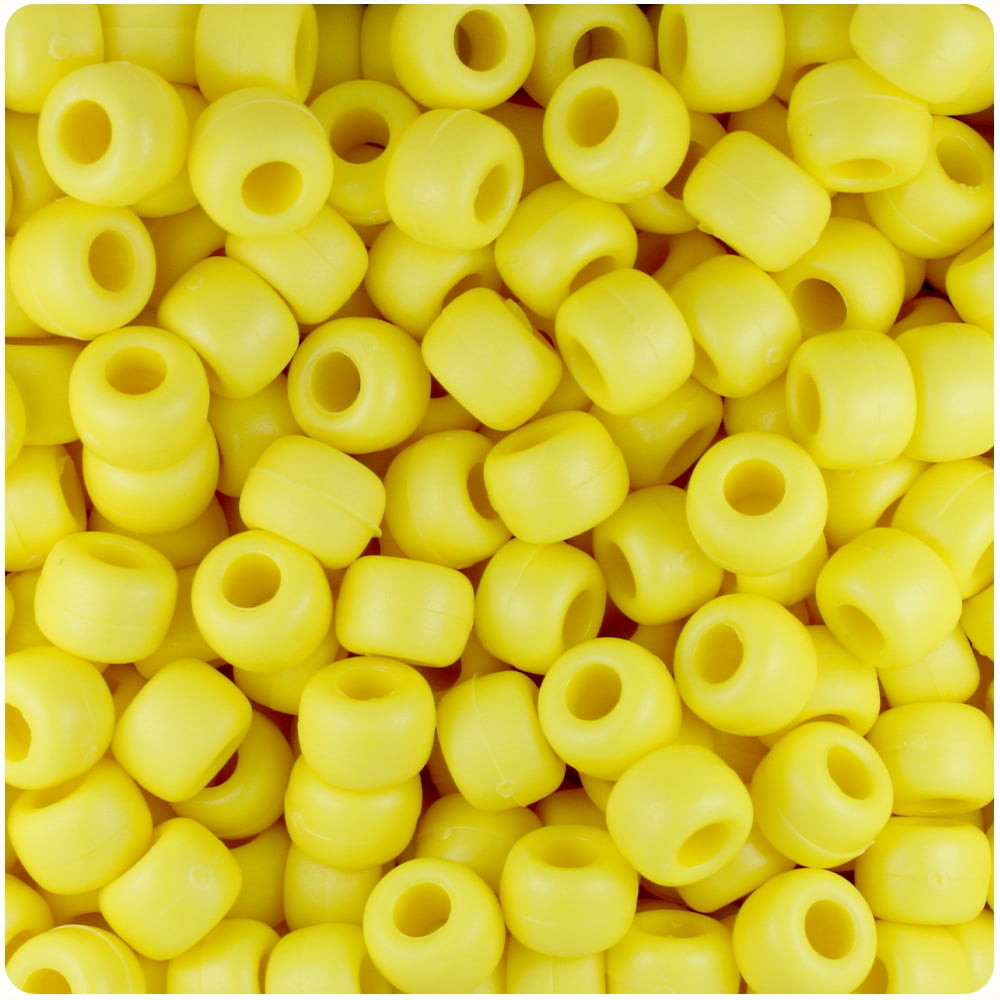 BeadTin Yellow Matte 9mm Barrel Pony Beads (500pc) - Walmart.com