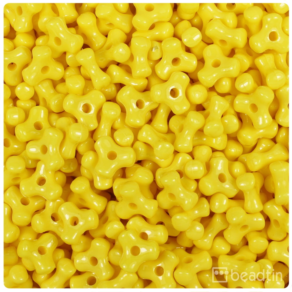 BeadTin Yellow Opaque 11mm TriBead Plastic Craft Beads (500pcs ...