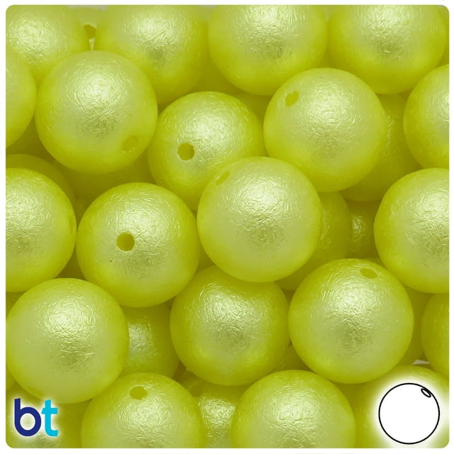 BeadTin Yellow Textured Pearl 20mm Round Plastic Beads (10pcs ...