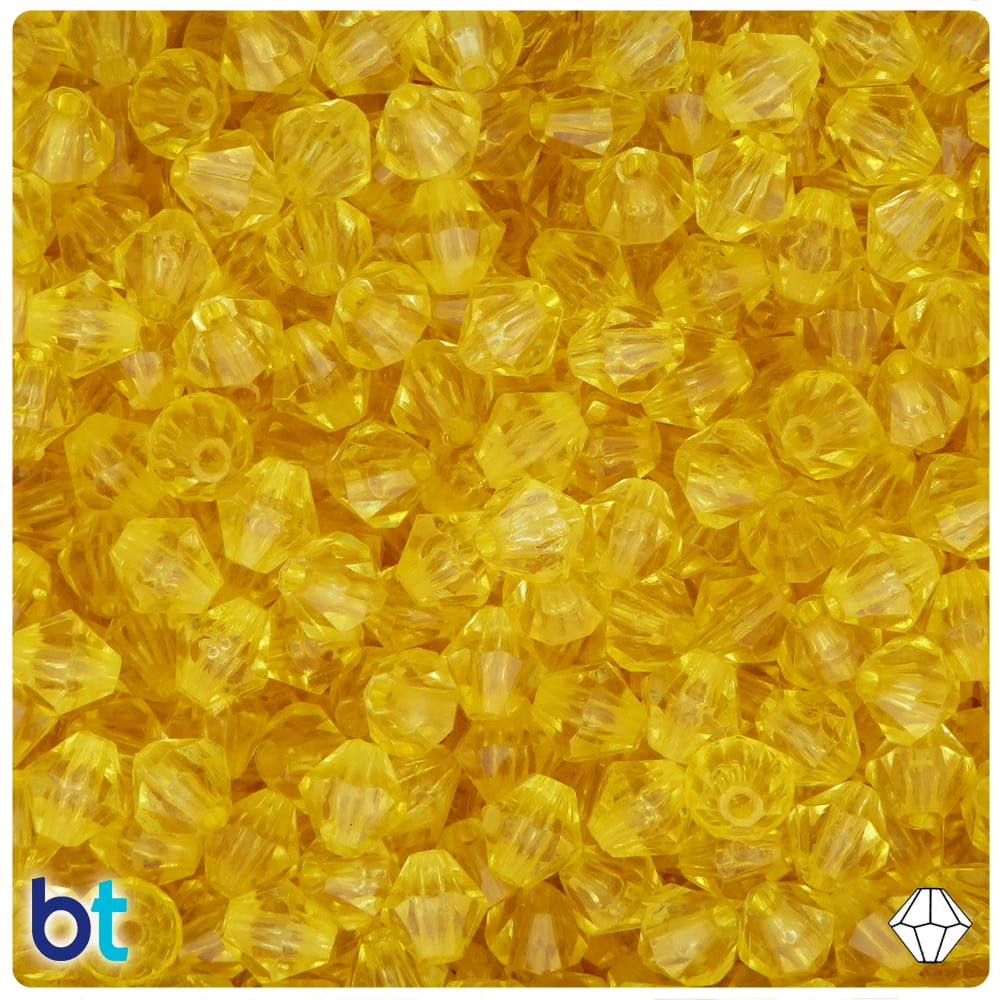 BeadTin Yellow Transparent 8mm Faceted Bicone Acrylic Beads (200pcs ...